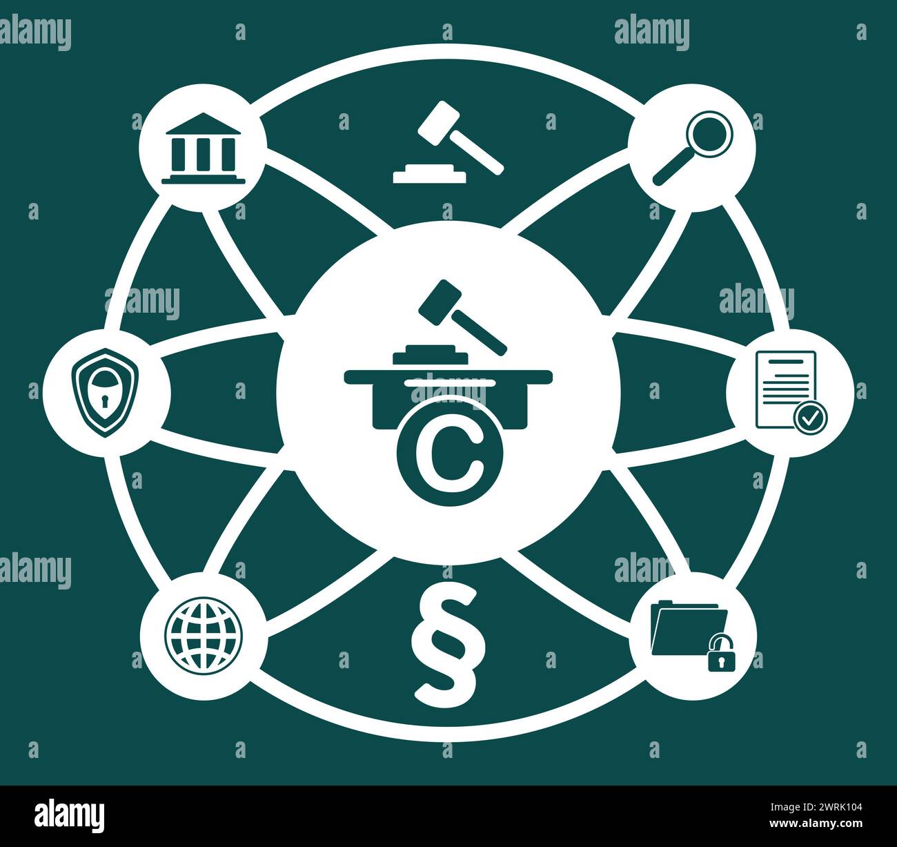 Concept of copyright with connected icons Stock Photo - Alamy