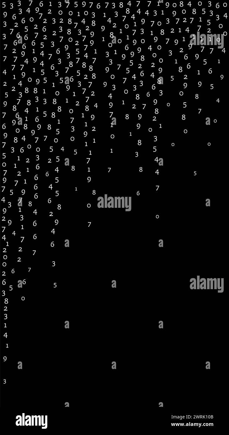 Falling numbers, big data concept. Binary white orderly flying digits ...