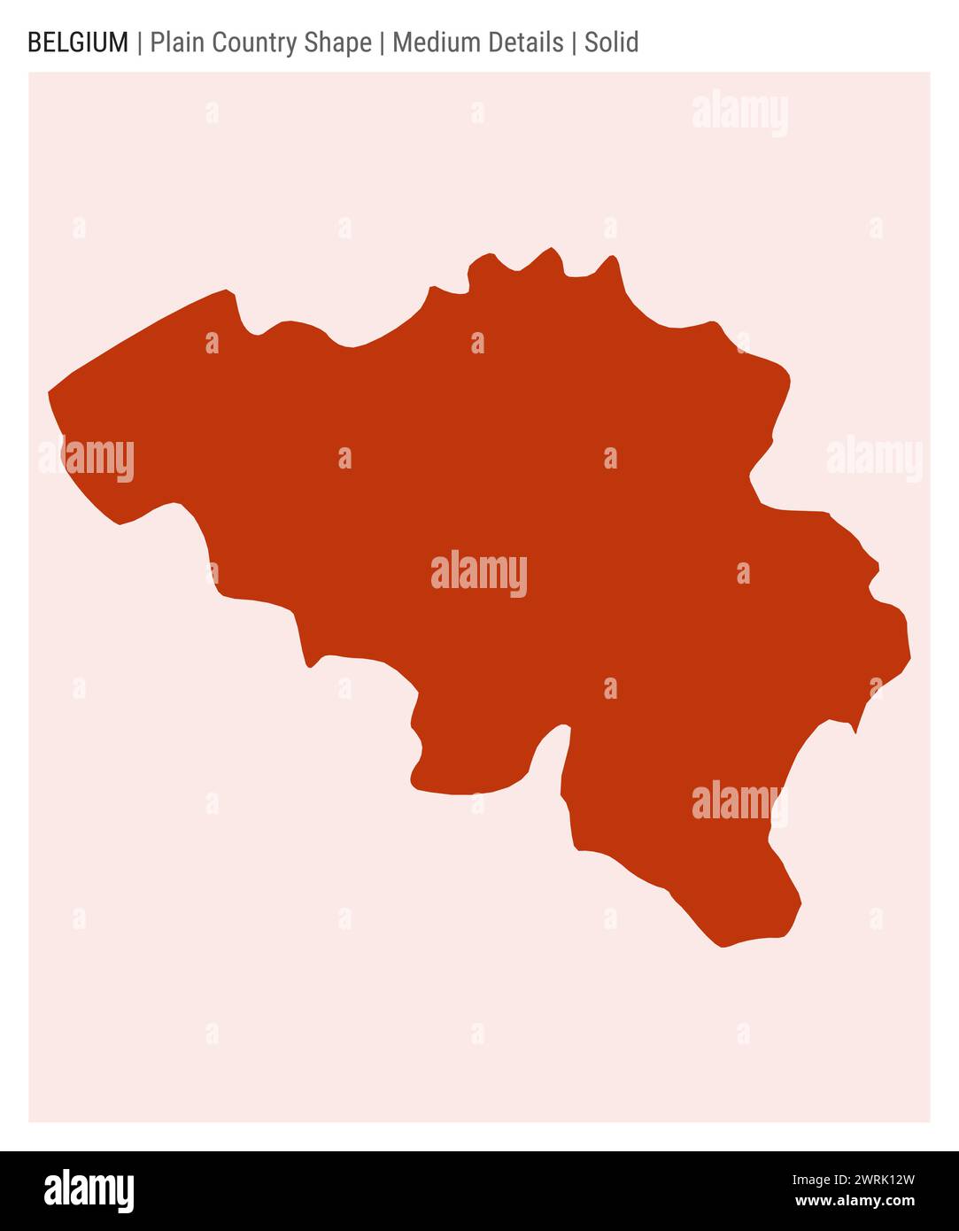 Belgium plain country map. Medium details. Solid style. Shape of ...