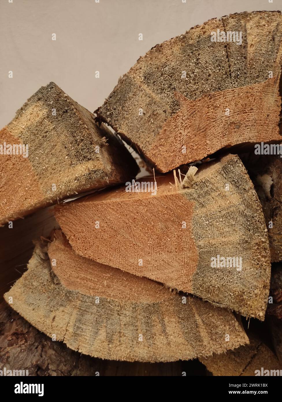 A stack of cut logs with detailed wood grain and texture, suitable for ...