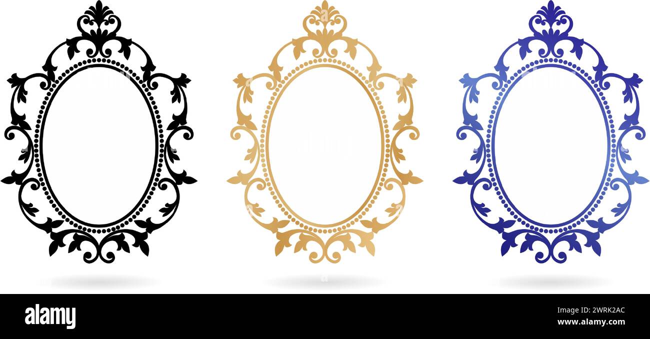 Vector illustration Set of vintage ellipse frames label ornaments ...