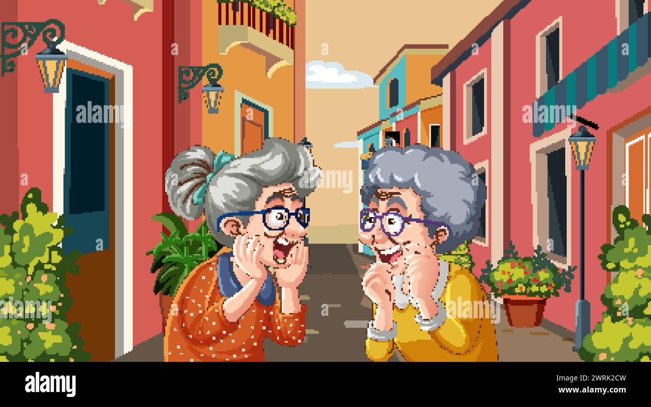 Women talking street Stock Vector Images - Alamy