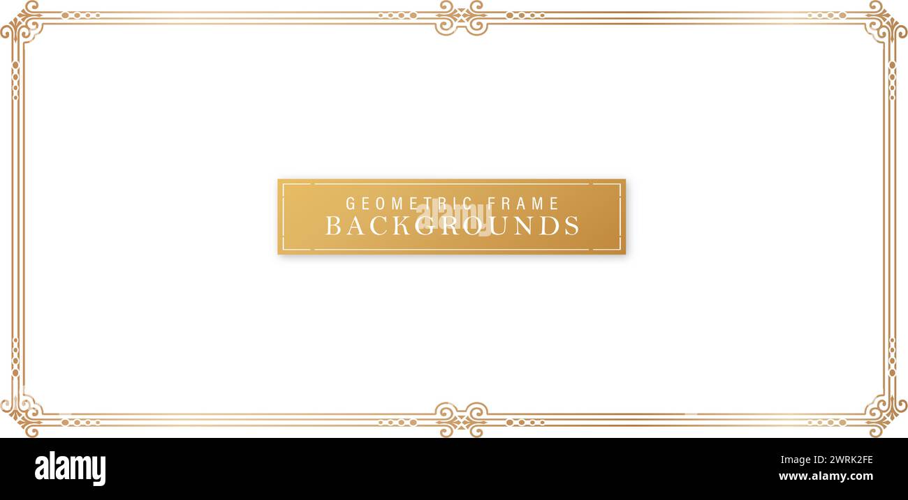 gold frame rectangle rounded corner elegant ornaments vector templates ...