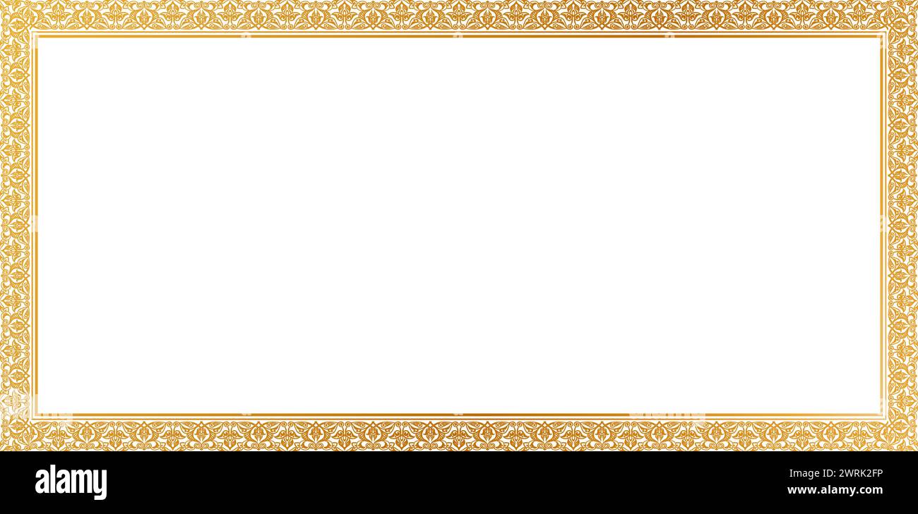 vector illustration gold picture frame ornamental isolated white ...