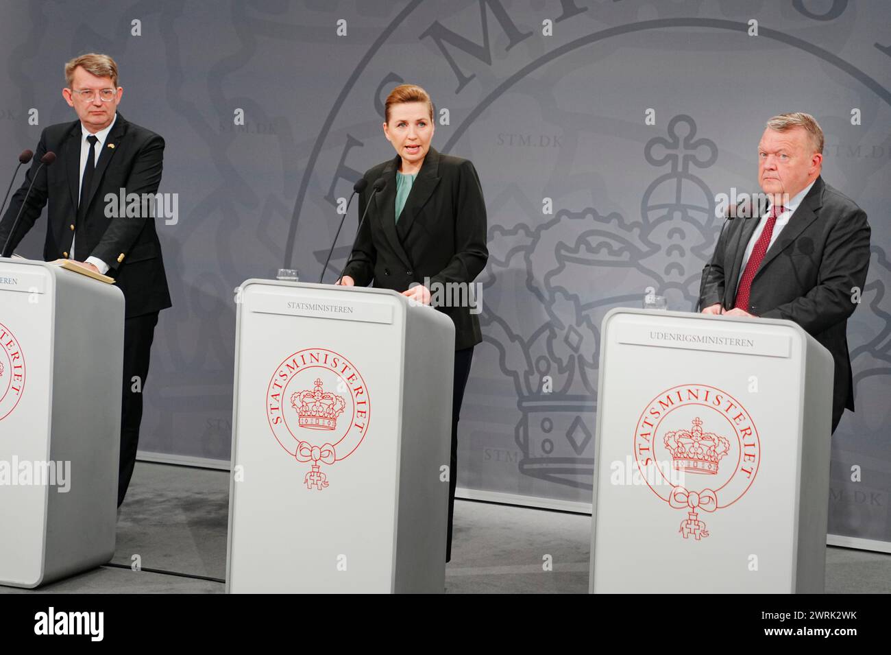 Prime Minister Mette Frederiksen (center) , Deputy Prime Minister and ...