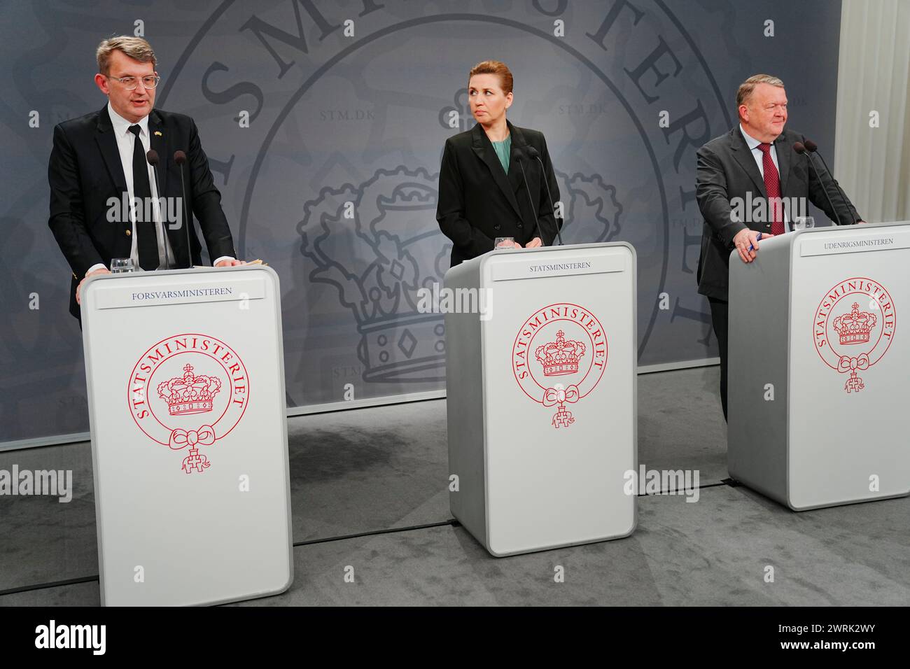Prime Minister Mette Frederiksen (center) , Deputy Prime Minister and ...