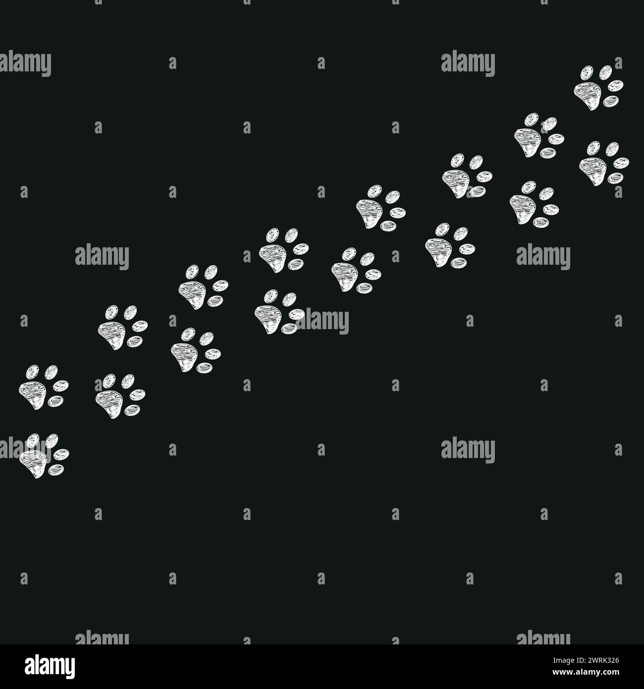 White paw prints trace illustration. Vector illustration Stock Vector ...