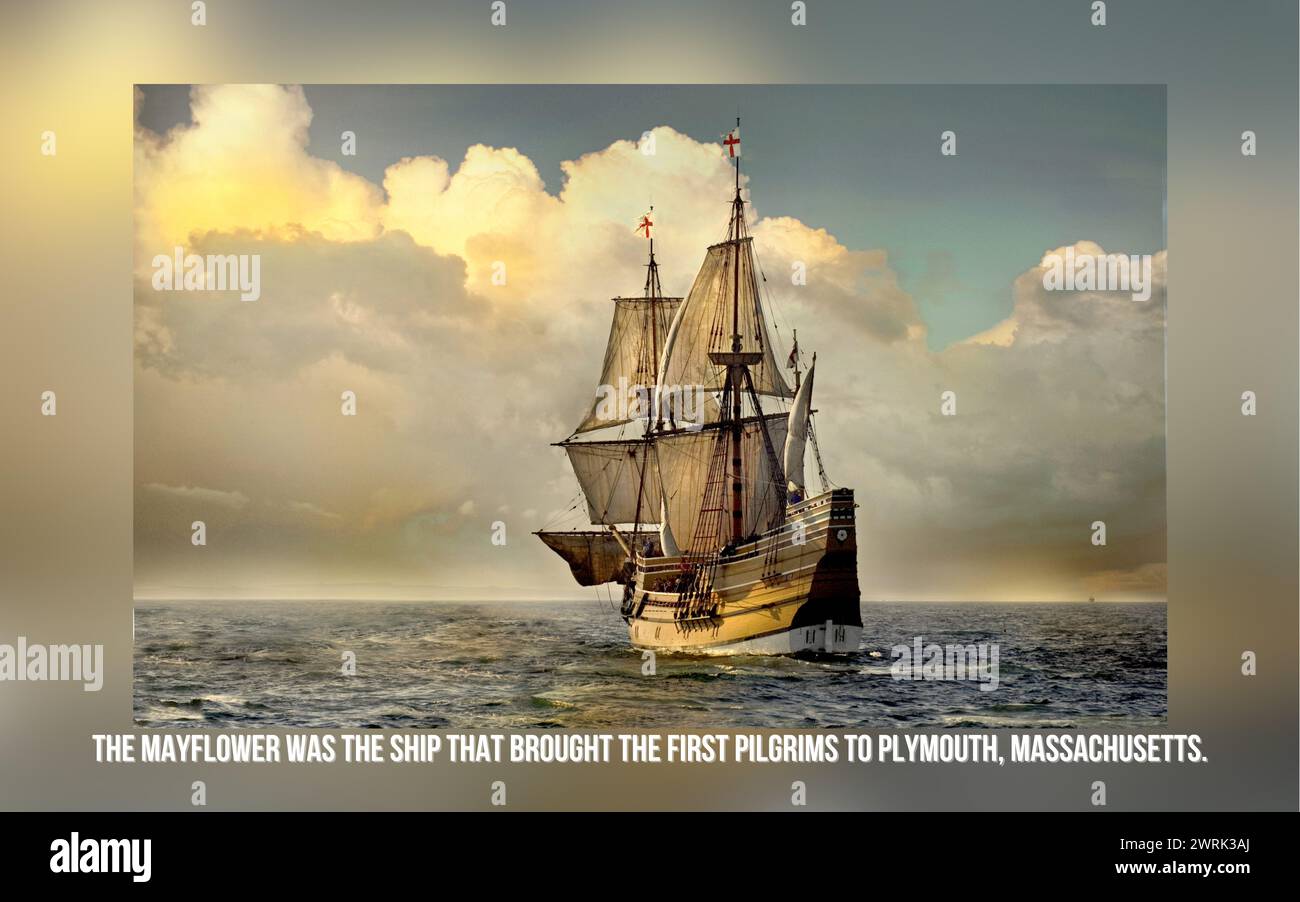 The Mayflower, the ship that brought the first Pilgrims to Plymouth ...