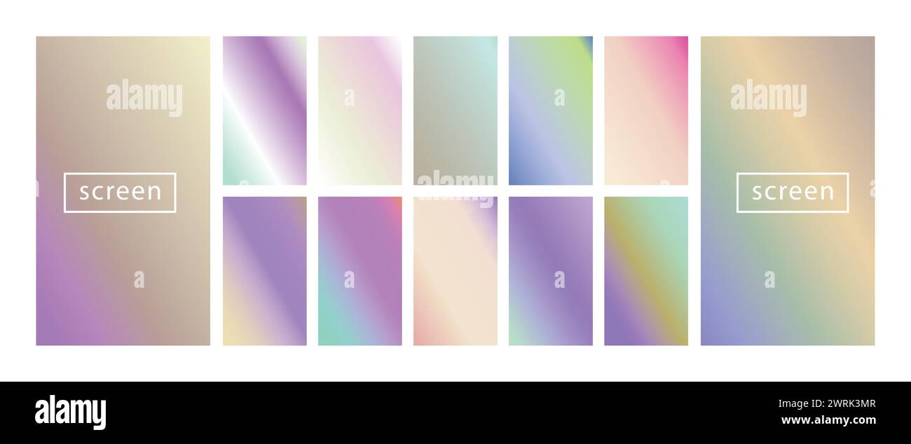 Mobile screen lock display collection of colorful backgrounds in trendy ...