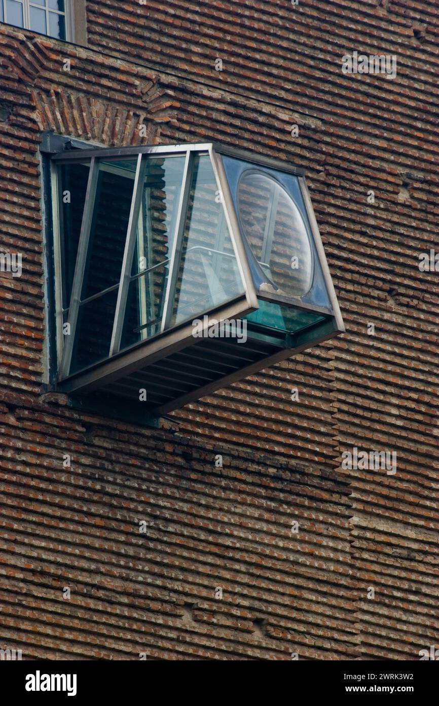 Panoramic and transparent glass balcony of the Rivoli Castle in Turin ...