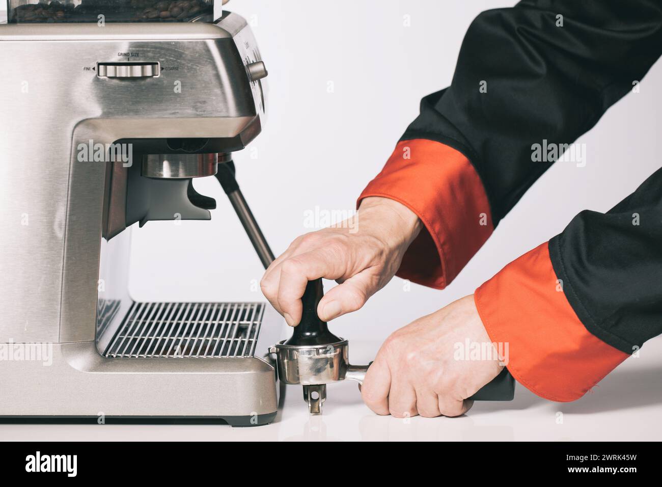 Details of preparing several espresso coffee style drinks Stock Photo ...