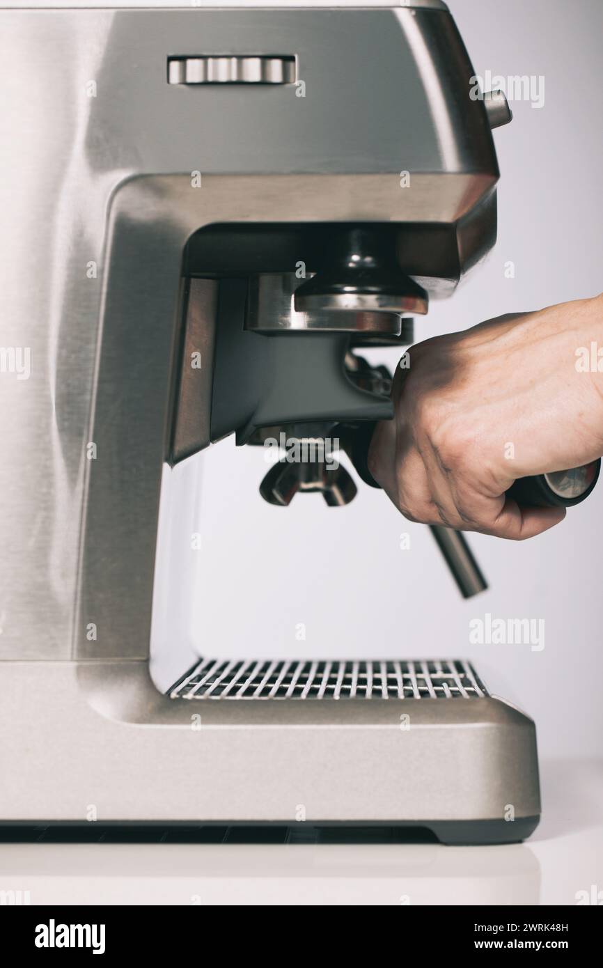 Details of preparing several espresso coffee style drinks Stock Photo ...