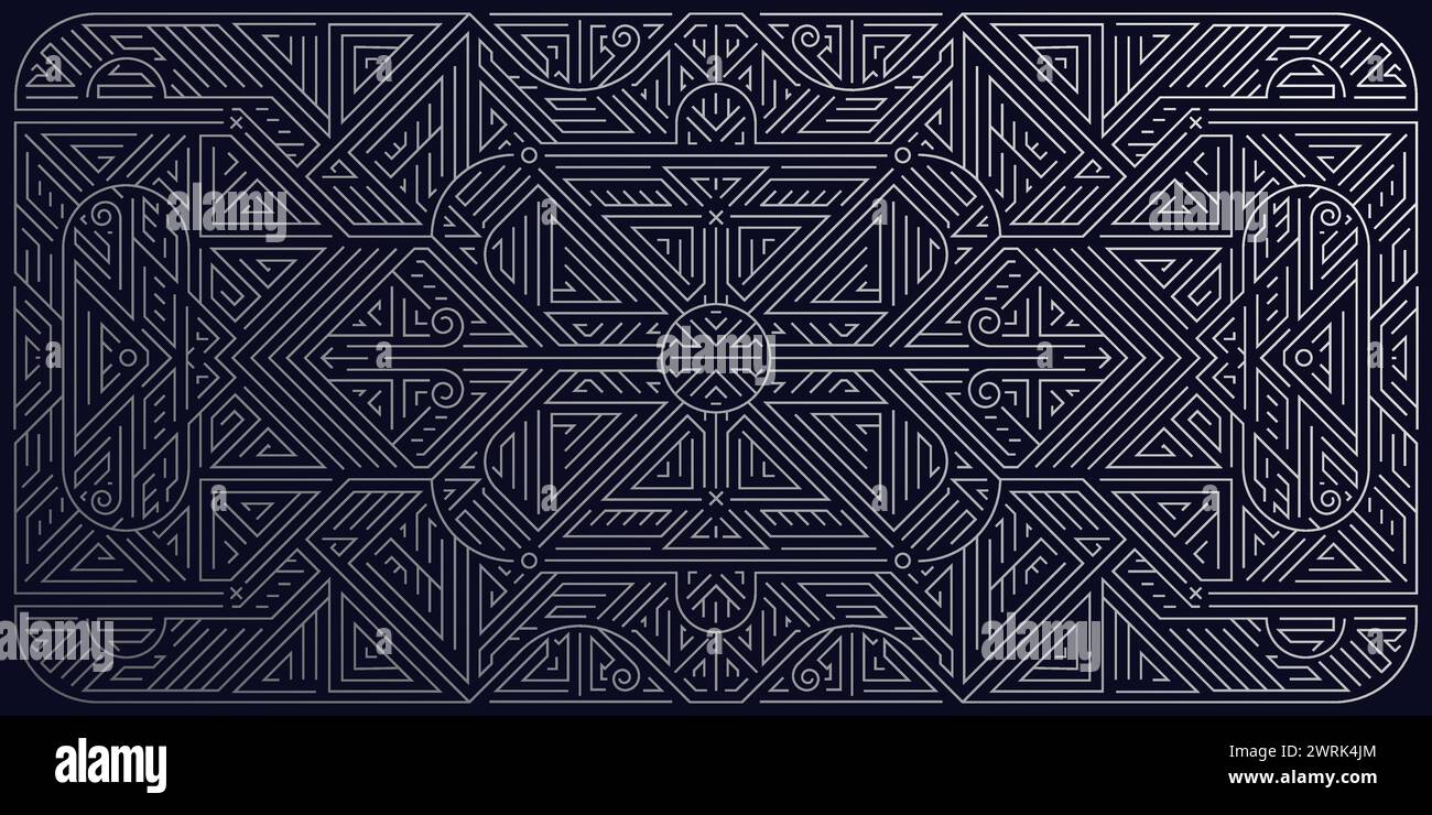 Vector art deco geometric silver pattern, abstract geometric ornament ...