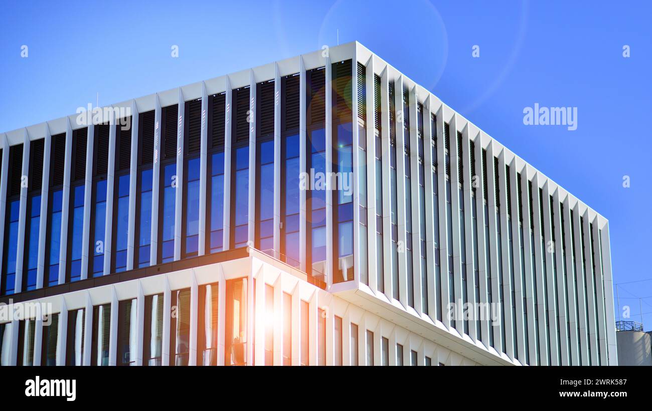 Modern office building in the city with windows and steel and aluminum ...