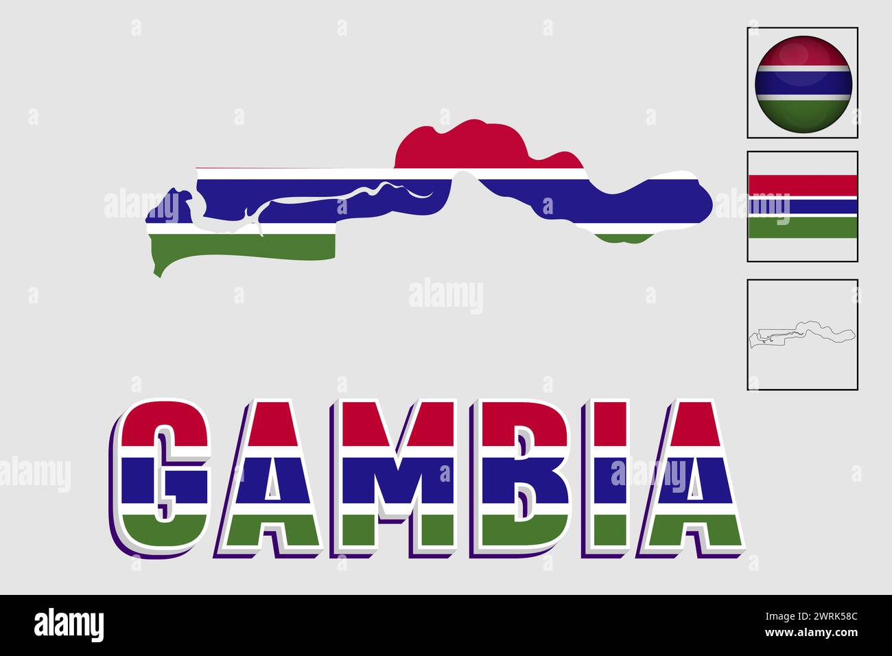 Gambia map and flag in vector illustration Stock Vector Image & Art - Alamy