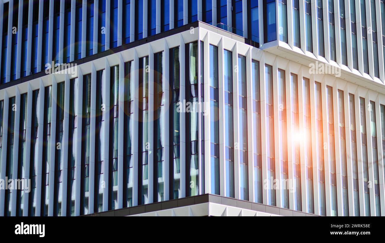 Modern office building in the city with windows and steel and aluminum ...