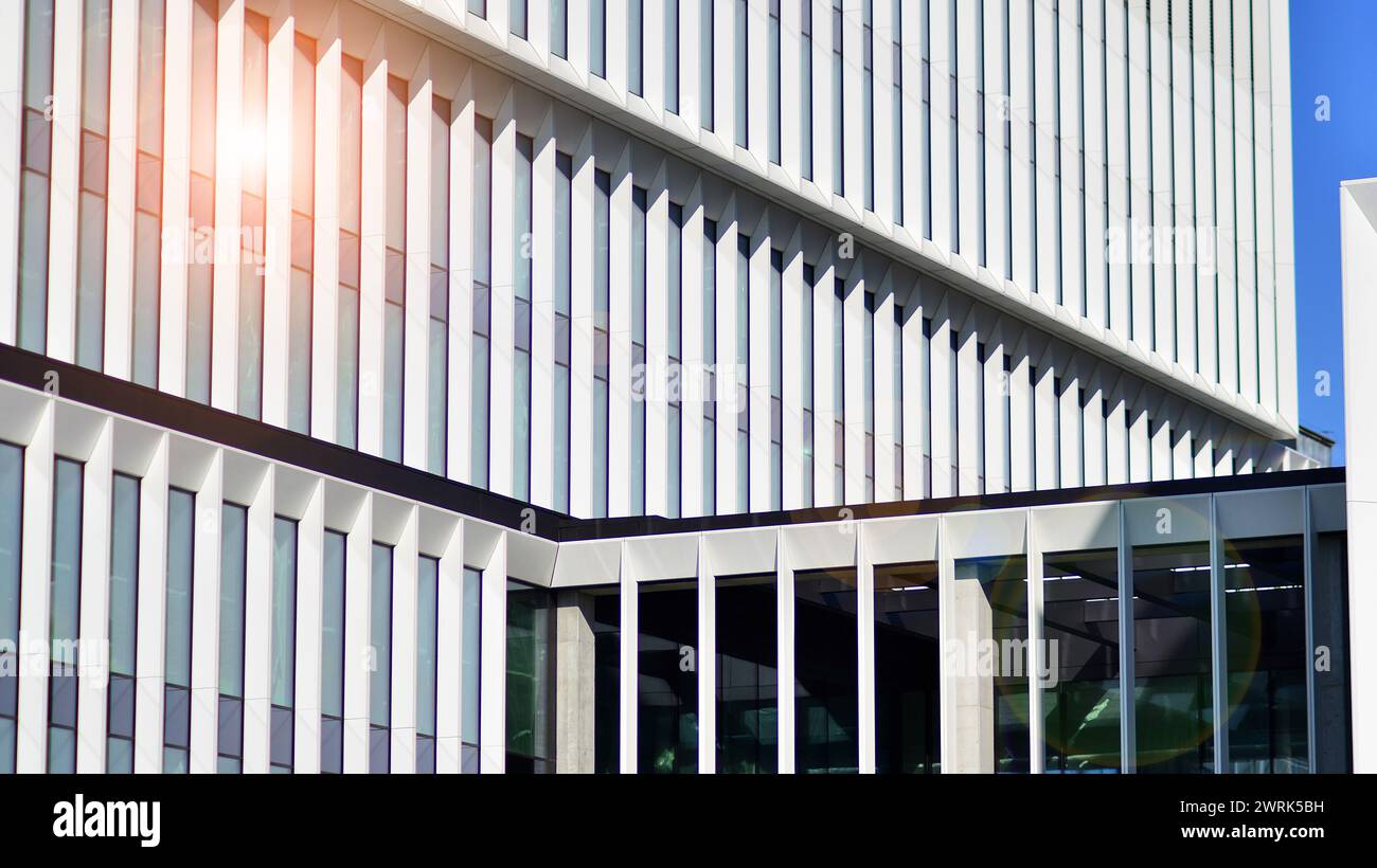 Modern office building in the city with windows and steel and aluminum ...