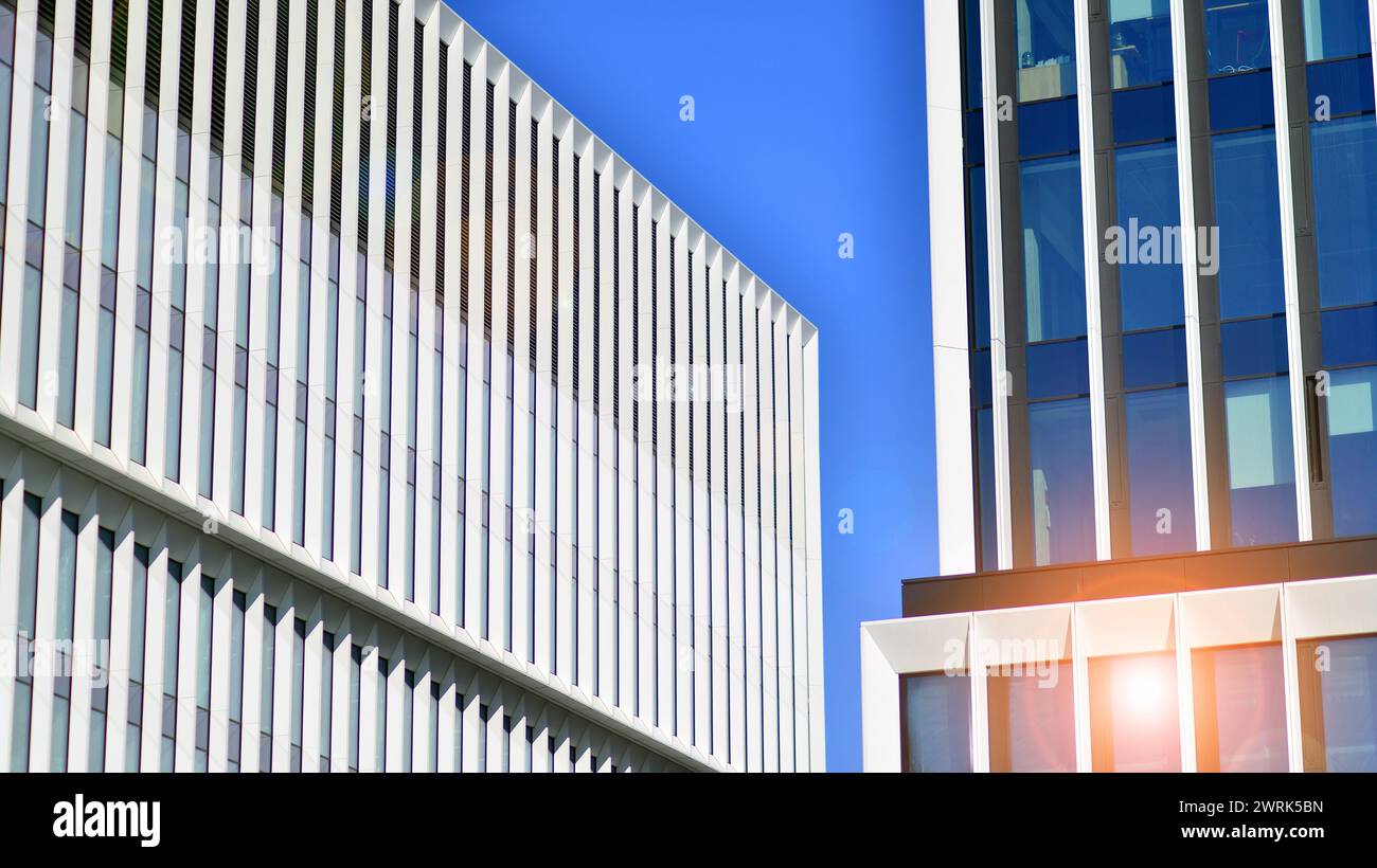 Modern office building in the city with windows and steel and aluminum ...