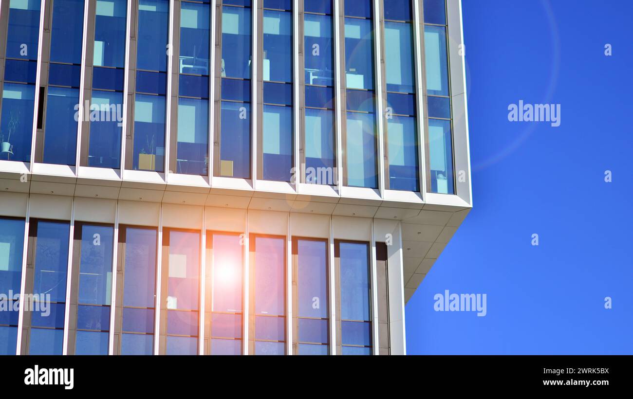 Modern office building in the city with windows and steel and aluminum ...