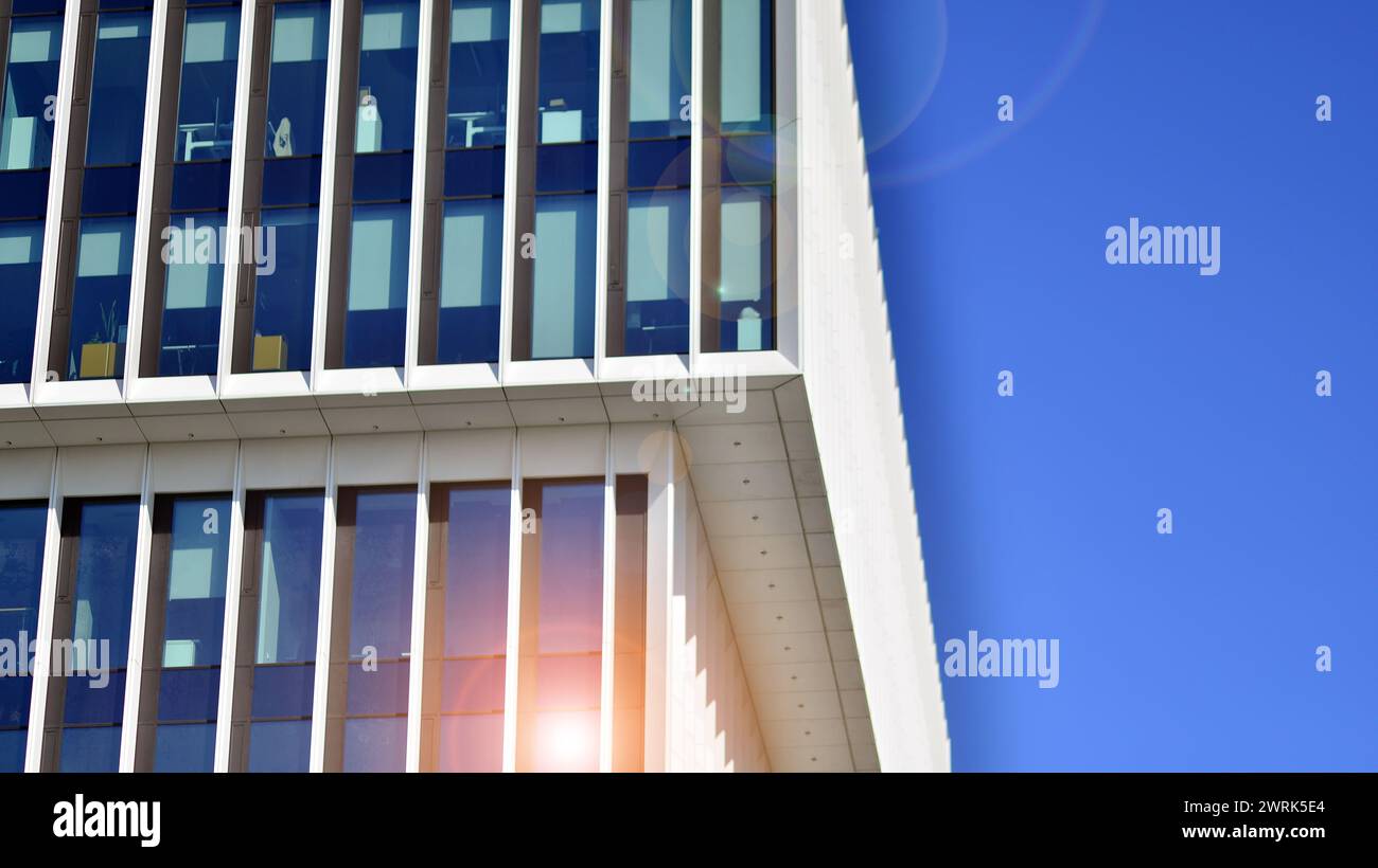 Modern office building in the city with windows and steel and aluminum ...