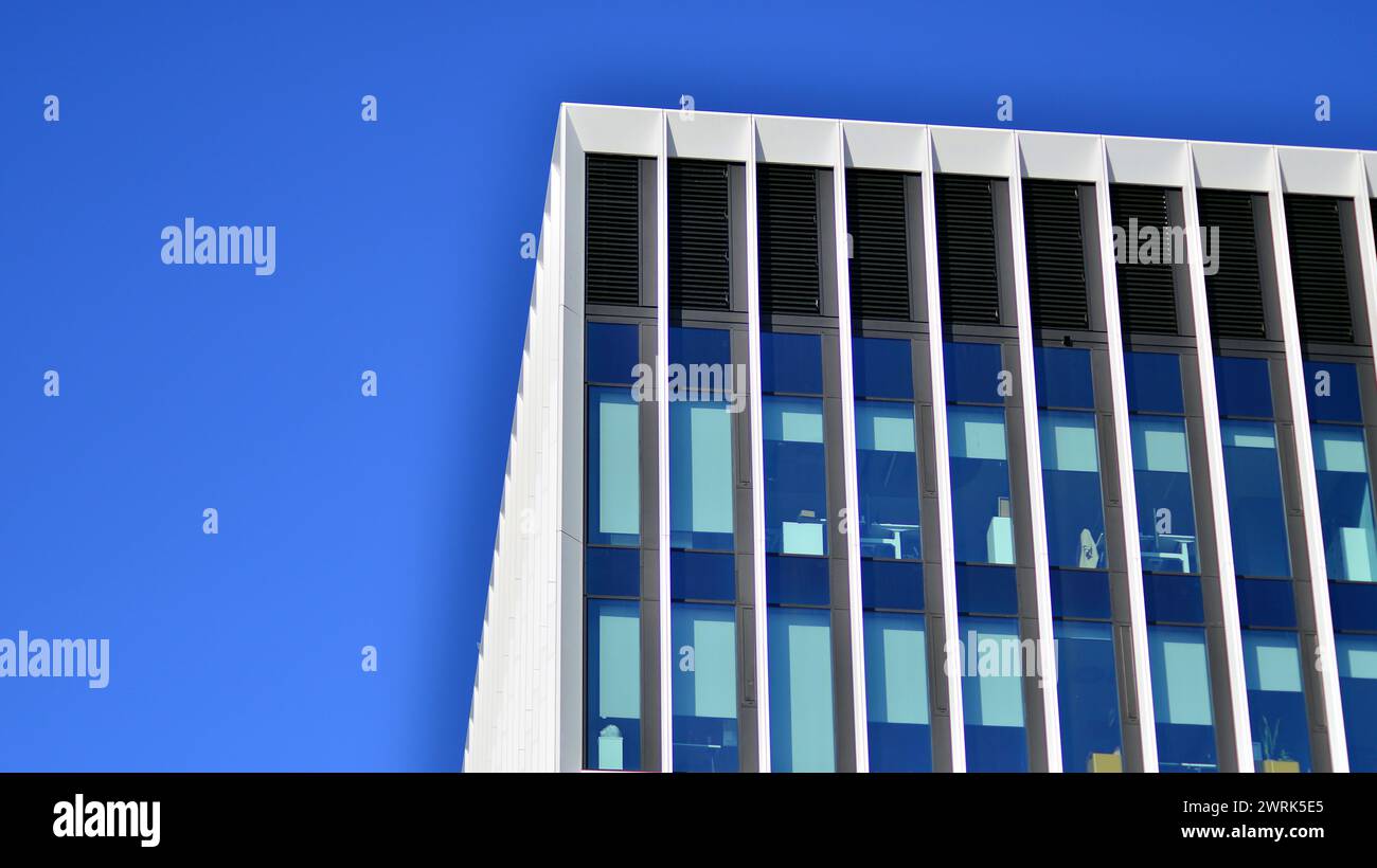 Modern office building in the city with windows and steel and aluminum ...