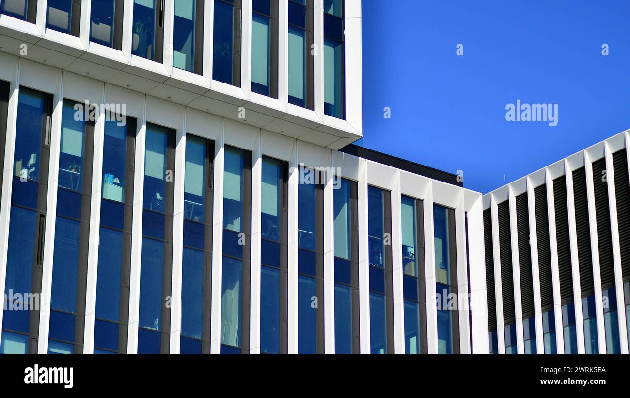 Modern office building in the city with windows and steel and aluminum ...