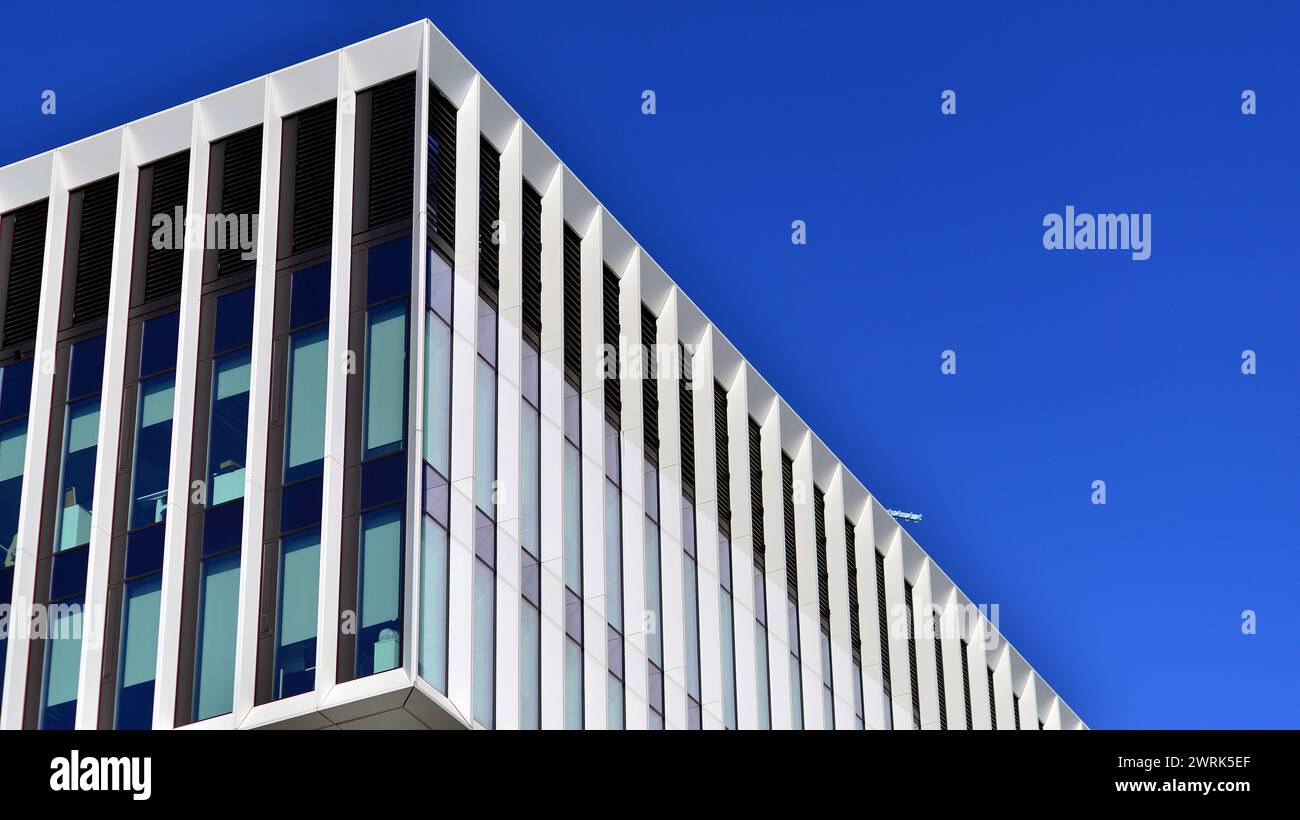 Modern office building in the city with windows and steel and aluminum ...
