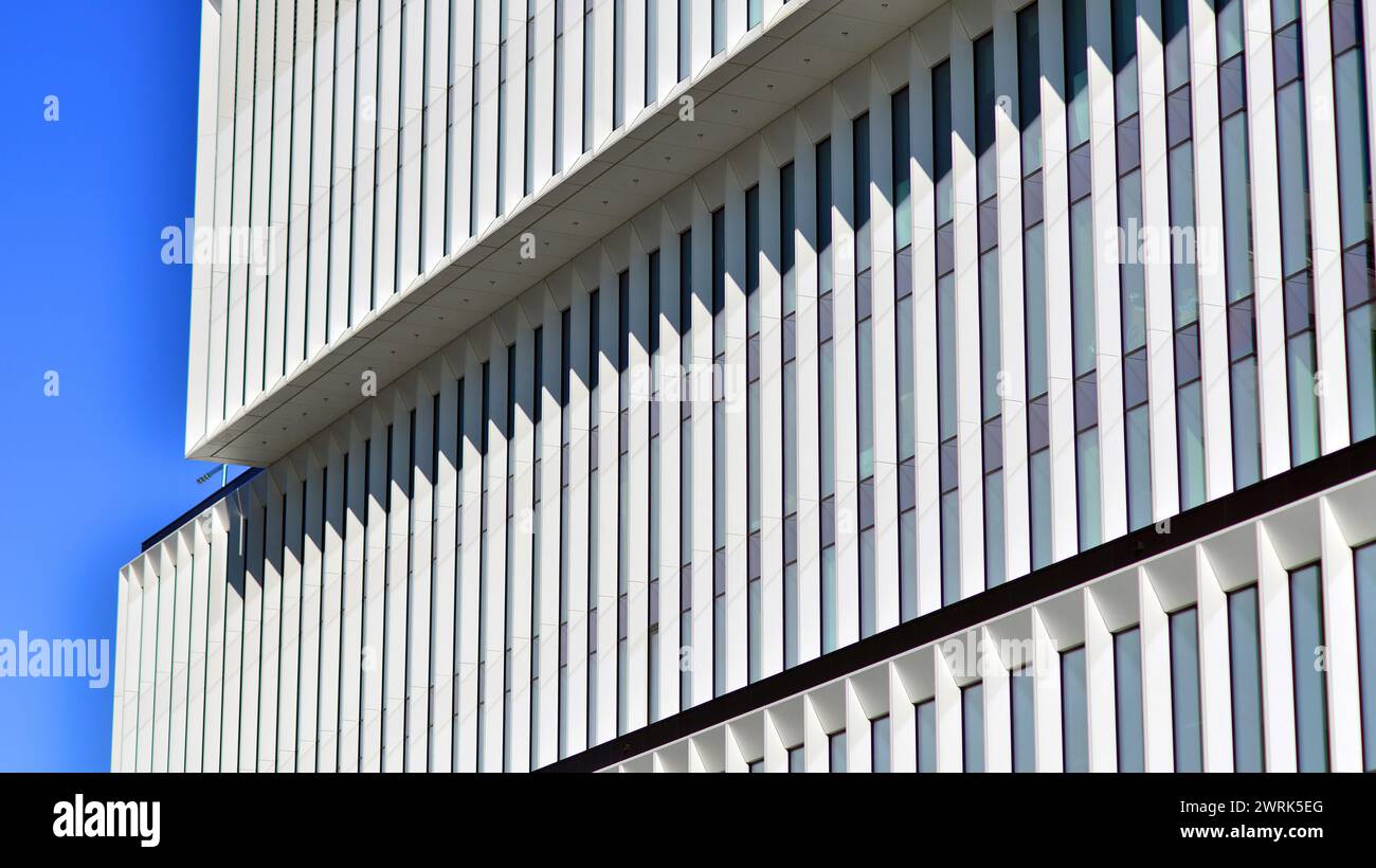 Modern office building in the city with windows and steel and aluminum ...