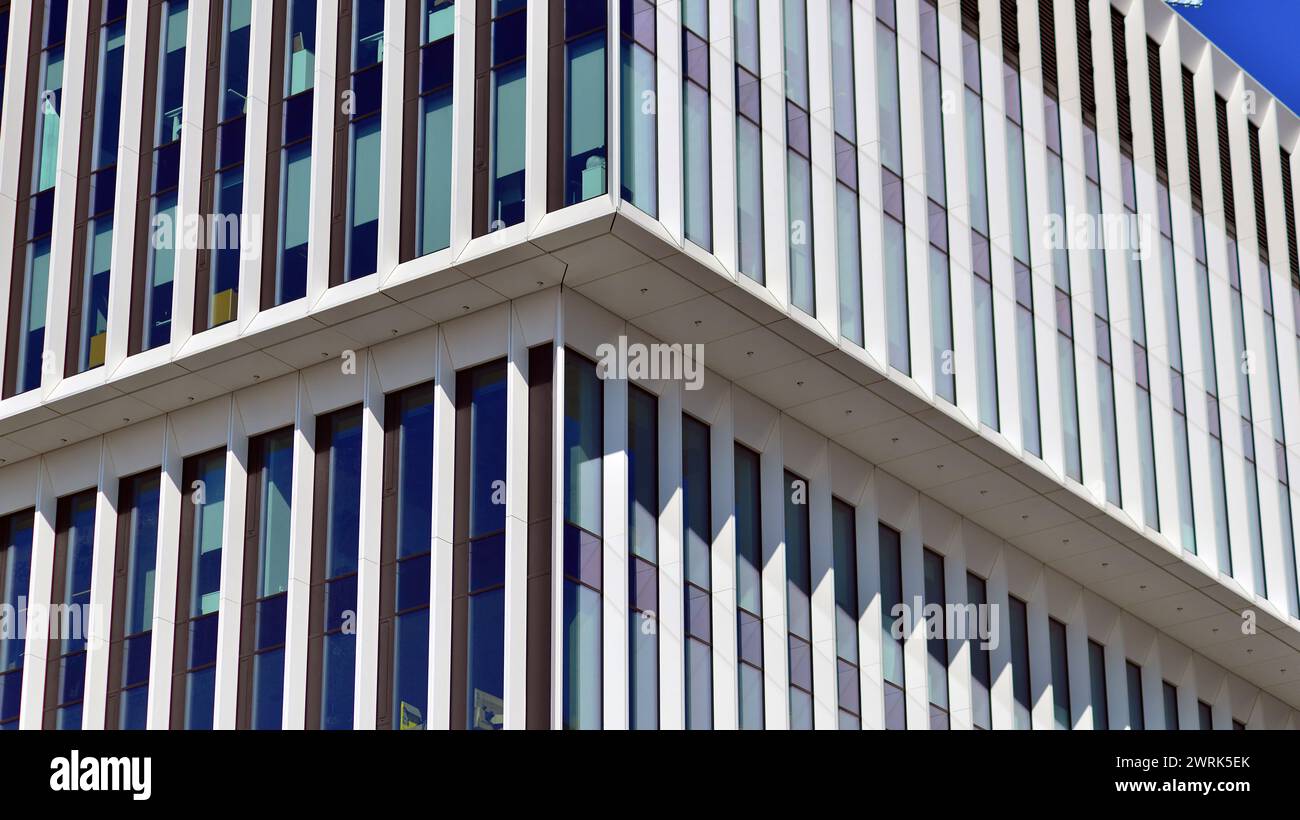 Modern office building in the city with windows and steel and aluminum ...