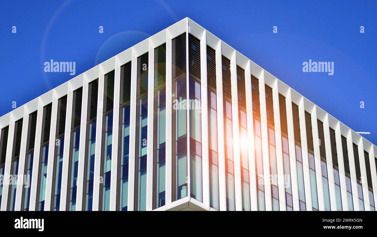 Modern office building in the city with windows and steel and aluminum ...