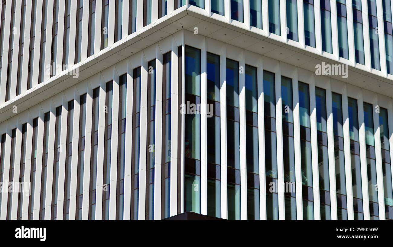 Modern office building in the city with windows and steel and aluminum ...