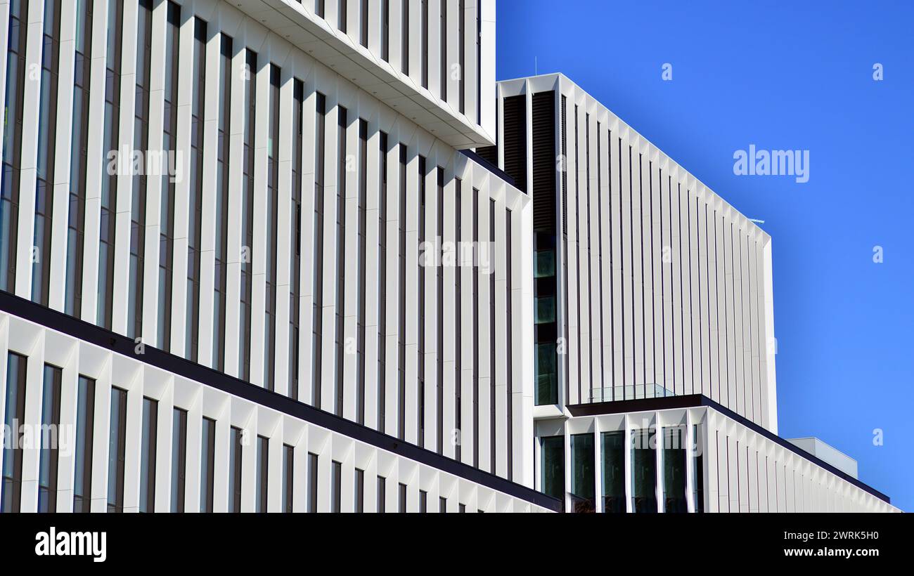 Modern office building in the city with windows and steel and aluminum ...