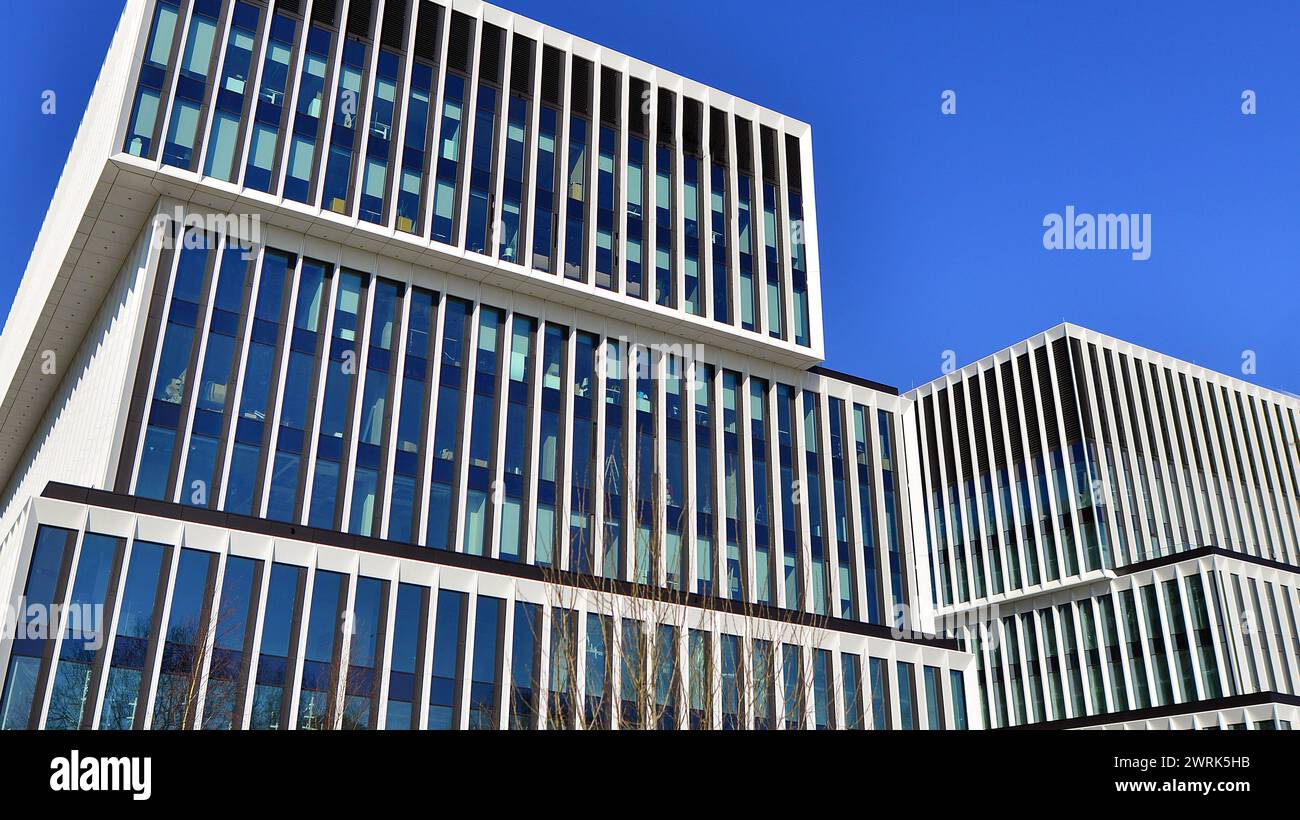 Modern office building in the city with windows and steel and aluminum ...