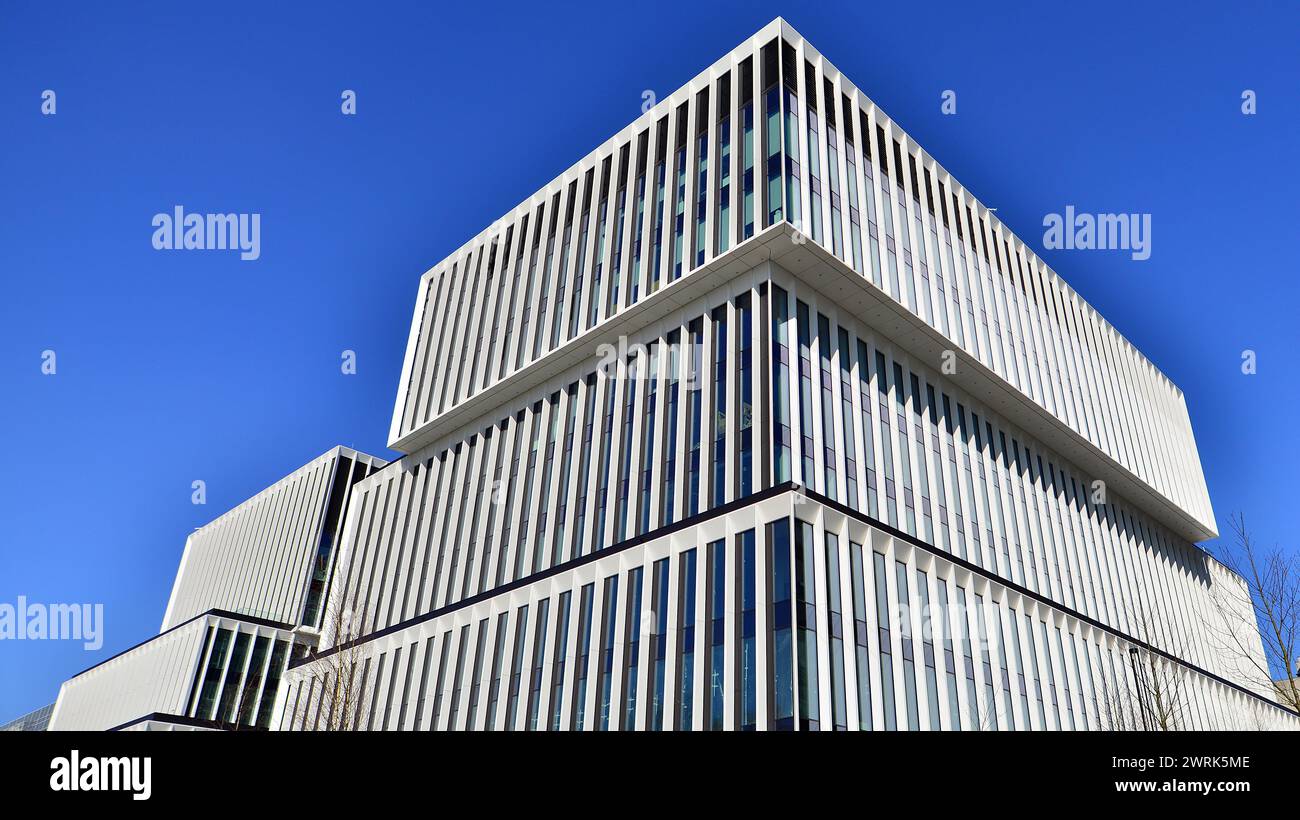 Modern office building in the city with windows and steel and aluminum ...