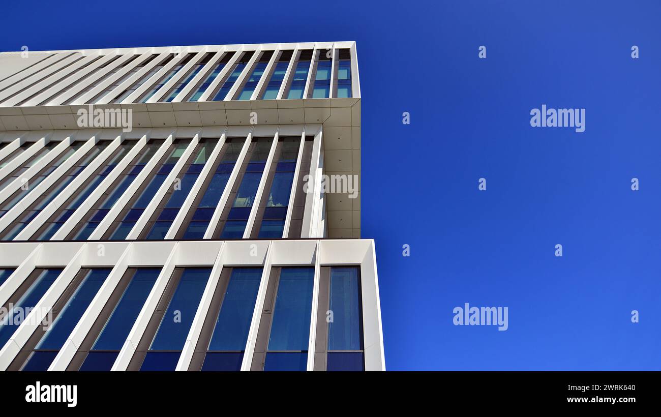 Modern office building in the city with windows and steel and aluminum ...