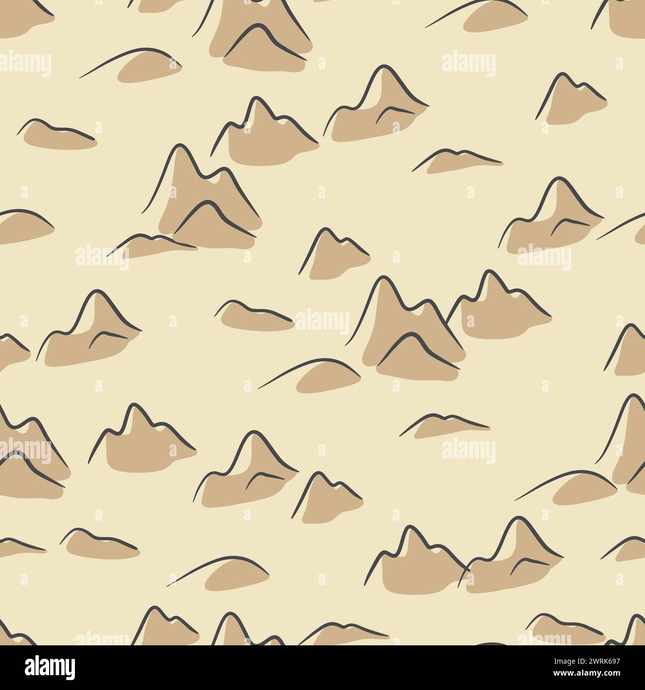 Hand drawn mountain seamless pattern. Landscape pattern. Vector ...