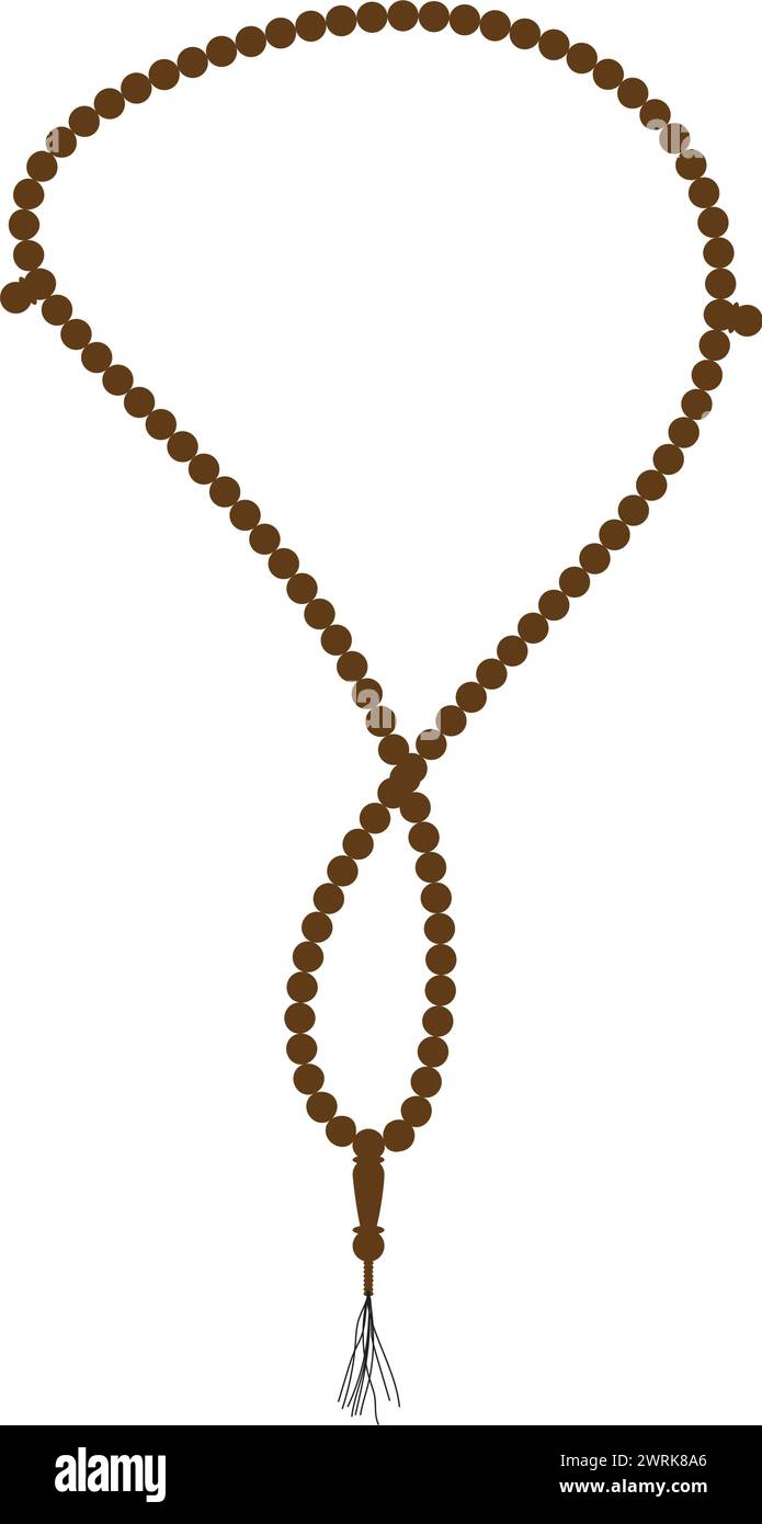A brown string with beads on it. The beads are in a line and the string ...