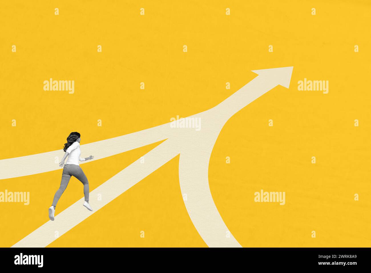 Creative photo collage picture running persistent girl towards dream ...