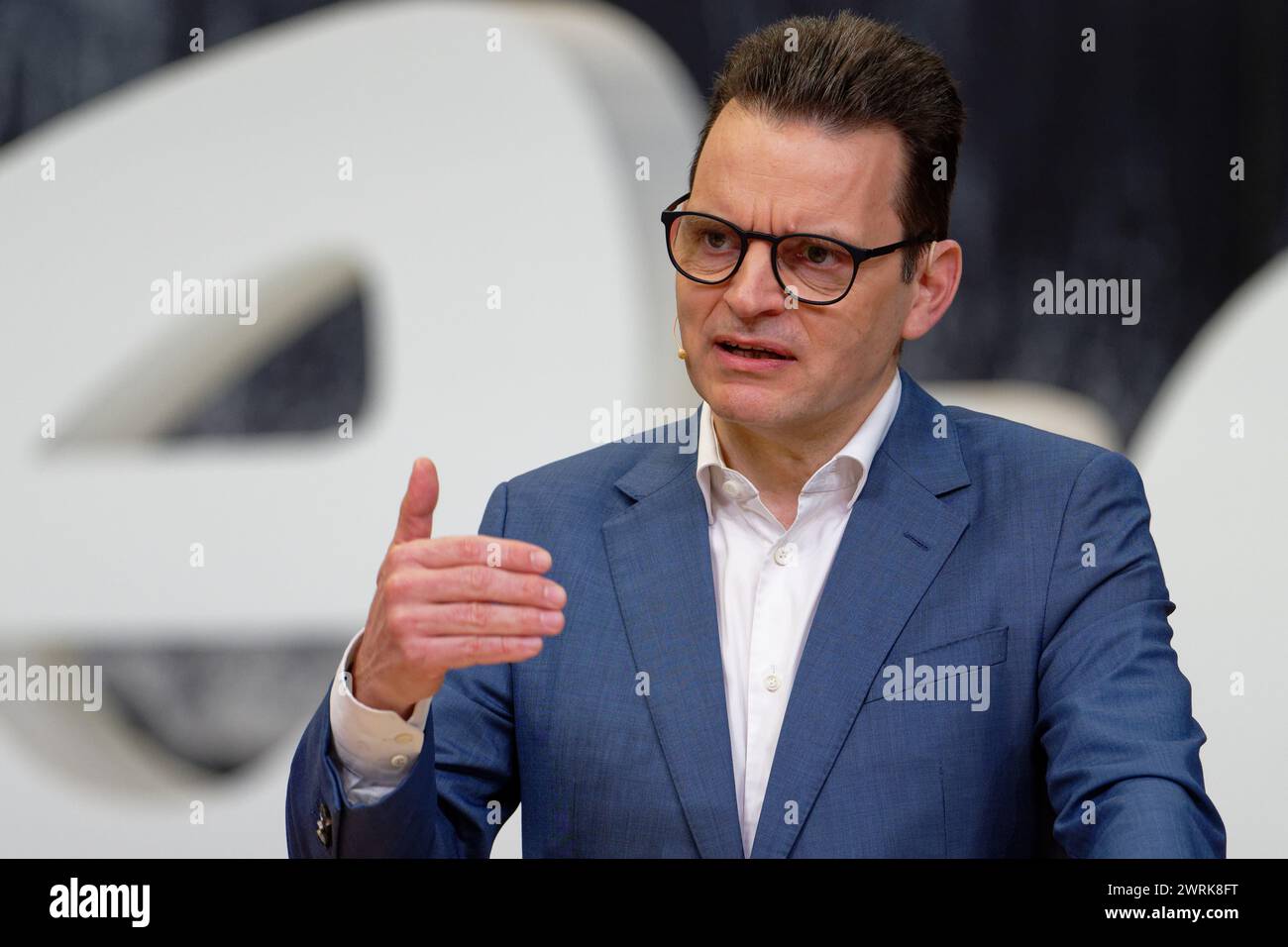 Essen, Germany. 13th Mar, 2024. Eon CEO Leonhard Birnbaum stands on the ...