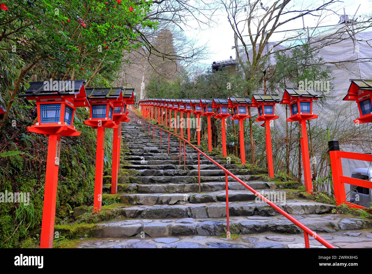 Kifune Shrine, a Shinto shrine with a lantern-lined path at ...