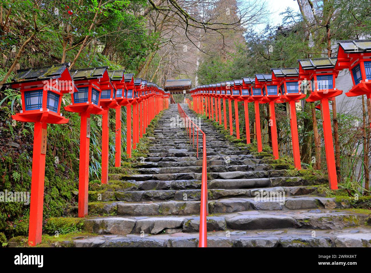 Kifune Shrine, a Shinto shrine with a lantern-lined path at ...