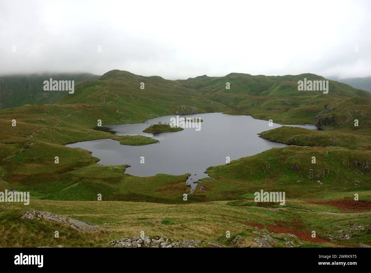 The Wainwright 'Brock Crags' and Angle Tarn from 'Angletarn Pikes' near ...