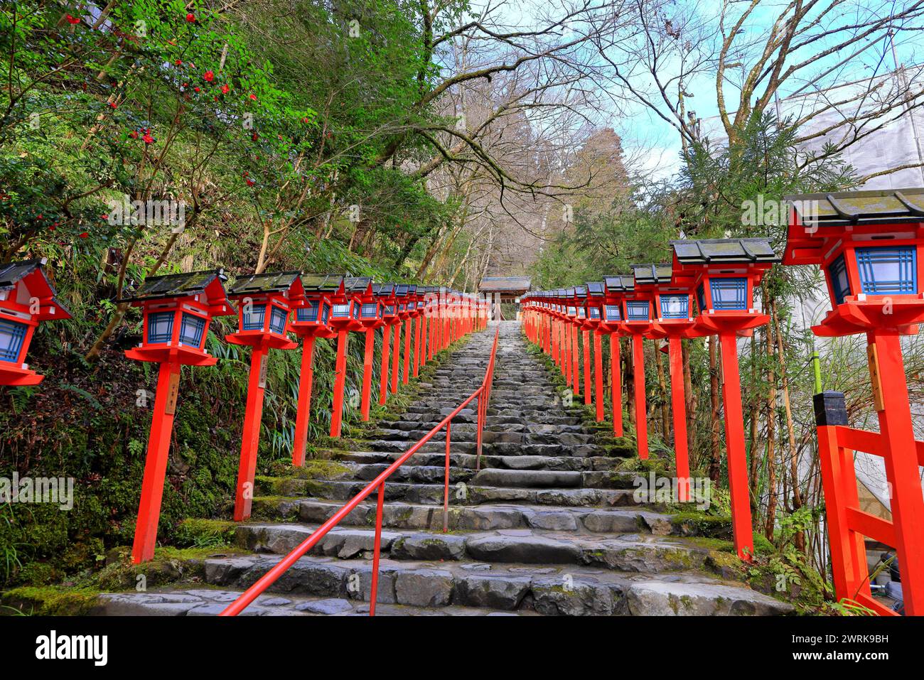 Kifune Shrine, a Shinto shrine with a lantern-lined path at ...