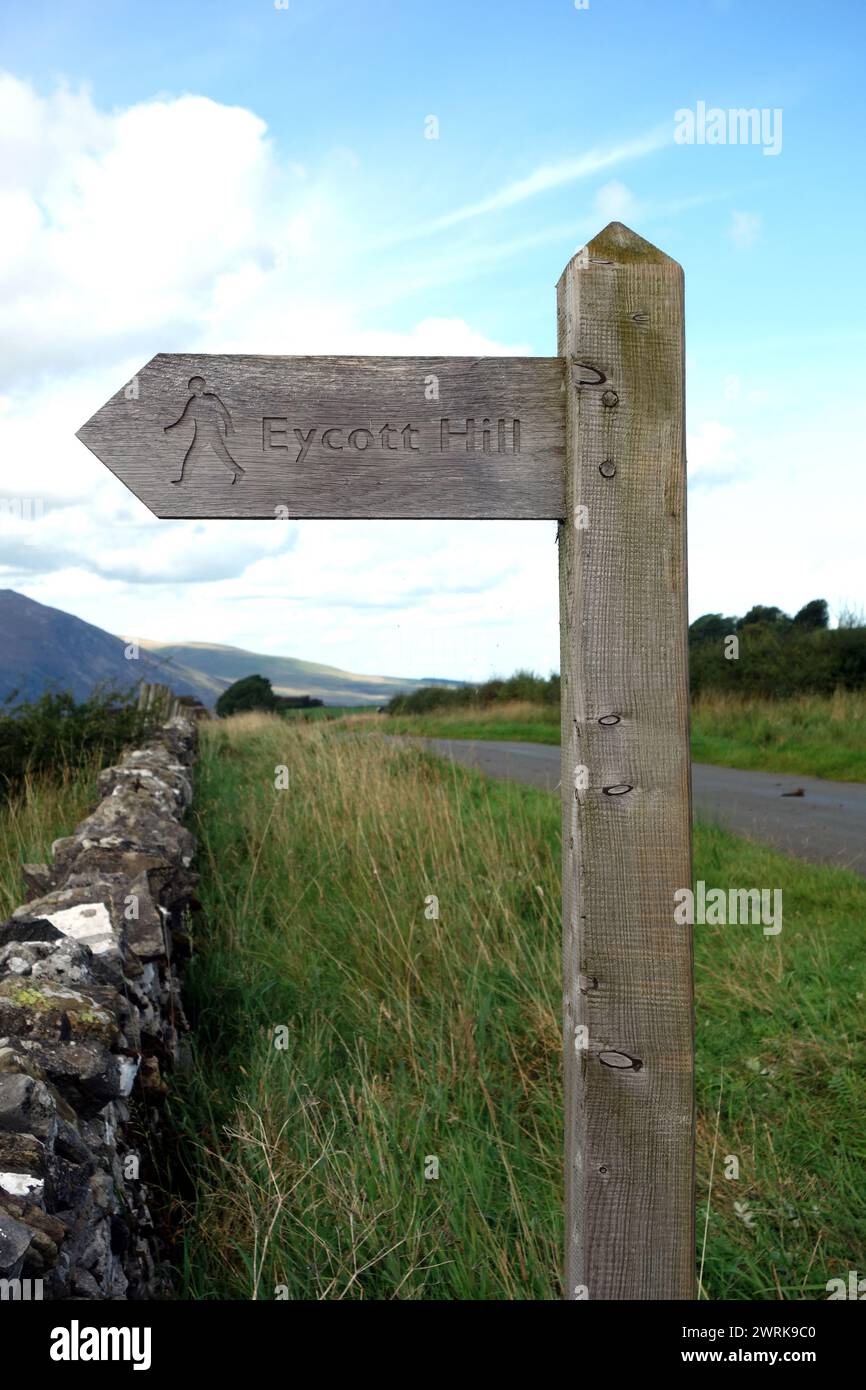 Wooden Signpost by the Road for the Eycott Hills Nature Reserve near ...