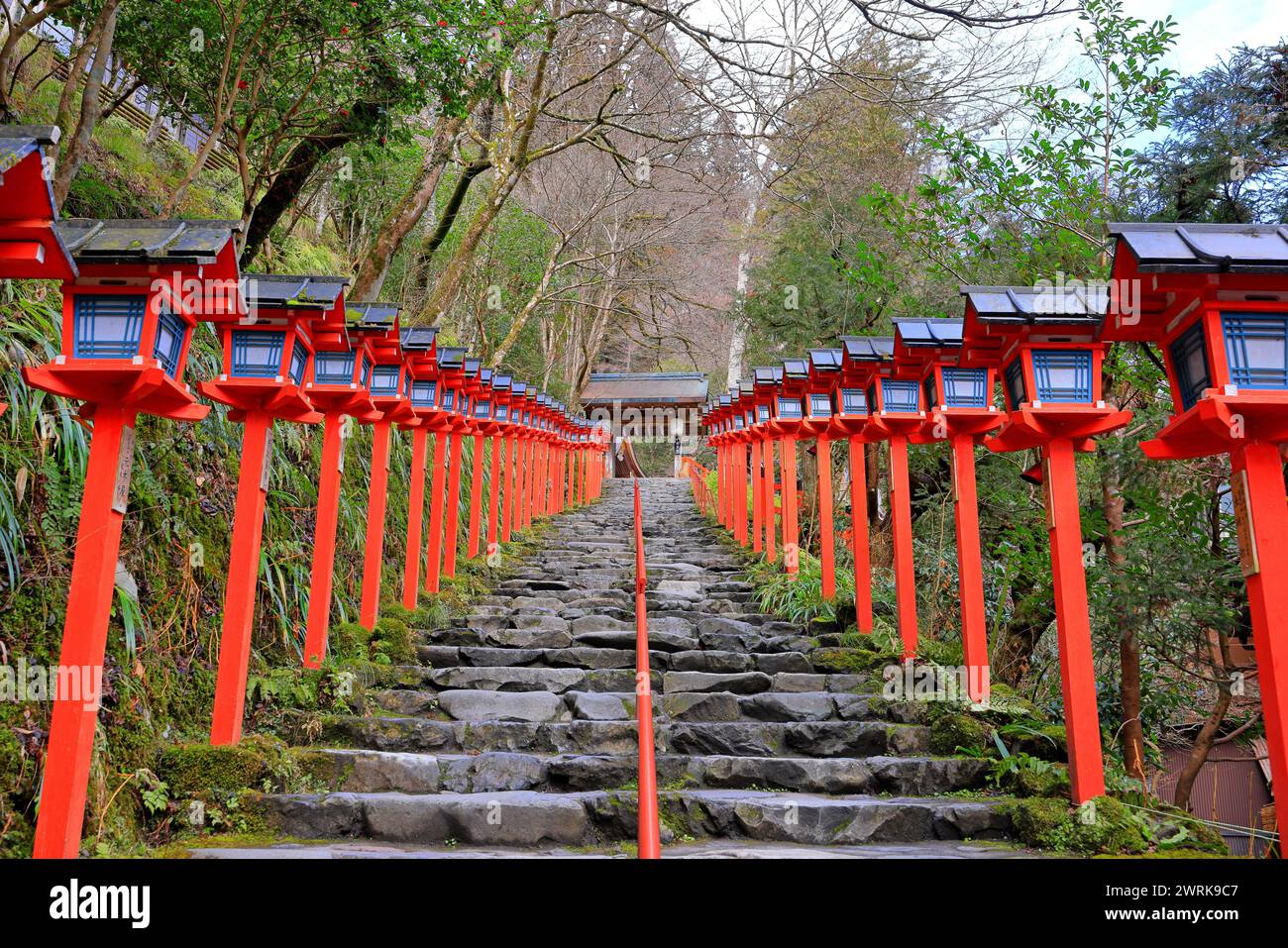 Kifune Shrine, a Shinto shrine with a lantern-lined path at ...