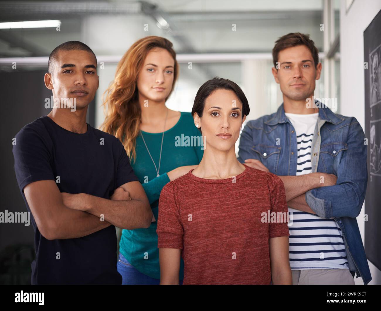 Portrait, graphic designer and business people with creativity, leader ...