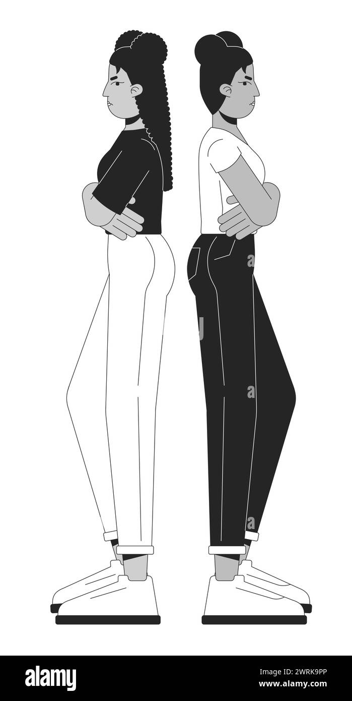 Disagreement conflict friends black and white cartoon flat illustration ...