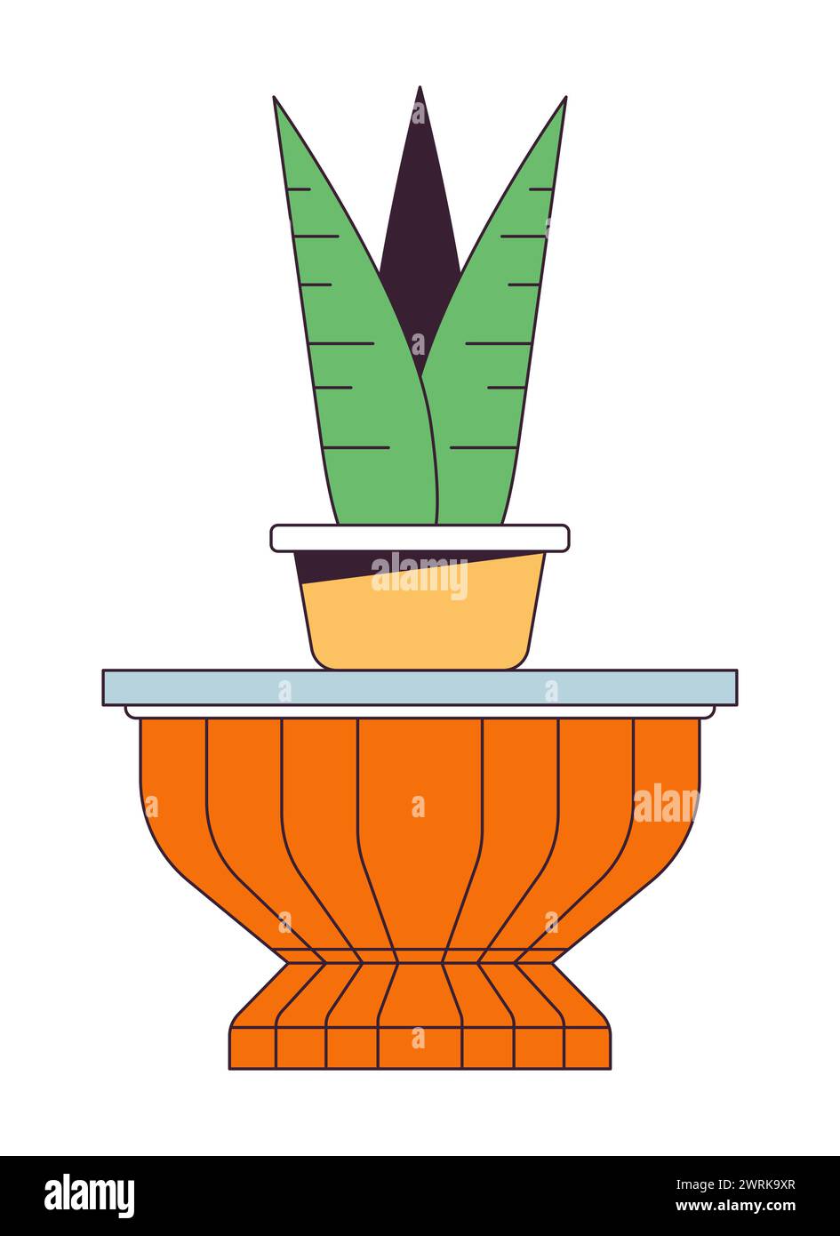 Flowerpot inside ceramic planter 2D linear cartoon object Stock Vector ...