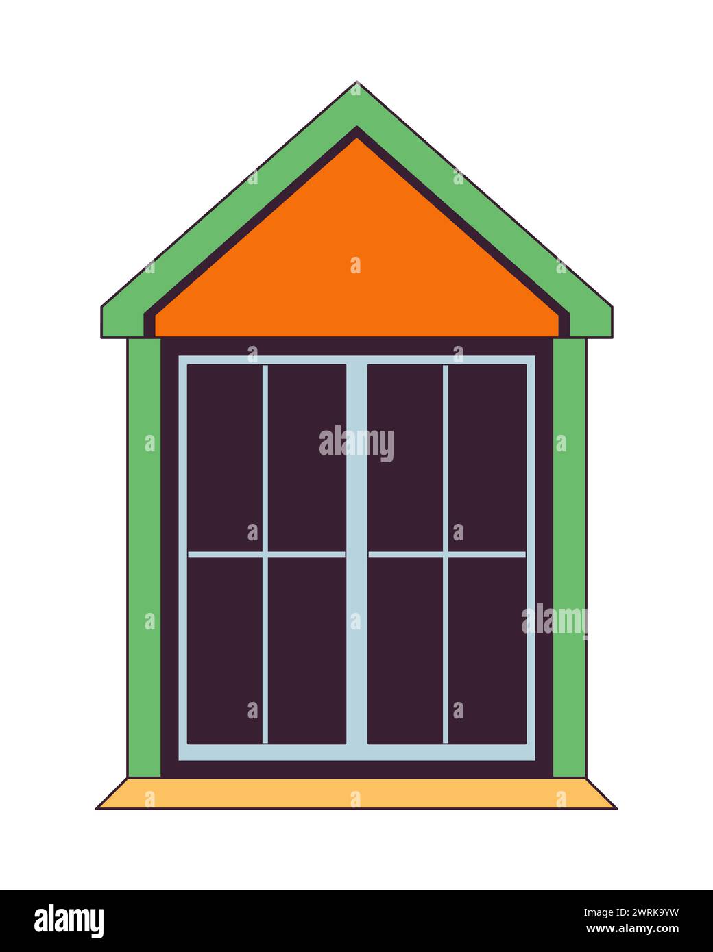Attic window exterior 2D linear cartoon object Stock Vector Image & Art ...