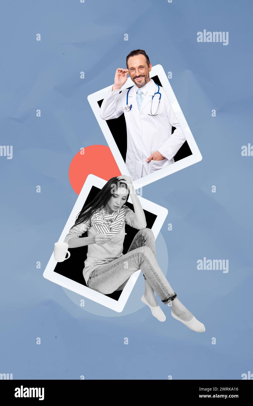 Collage banner image of handsome professional successful man doctor ...